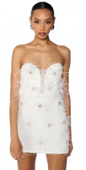 AKIRA - ALL ABOUT ME FEATHER APPLIQUE MINI DRESS