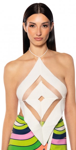 AKIRA - BARELY THERE HALTER TOP IN WHITE AKIRA - BARELY THERE HALTER TOP IN WHITE