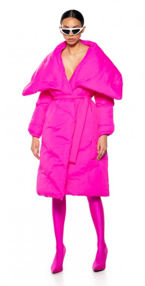 AKIRA - CAMPING TUFFED PUFFER COAT IN PINK