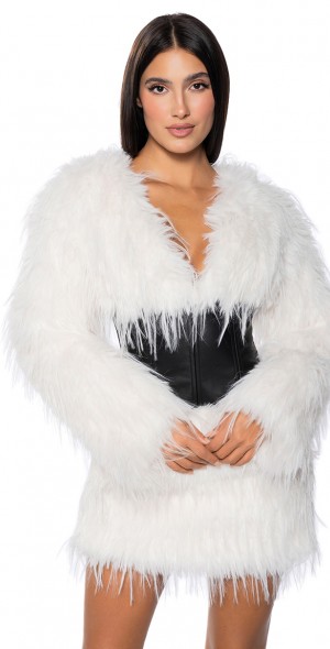 AKIRA - CAMREN FAUX FUR CORSET WAIST MINI DRESS