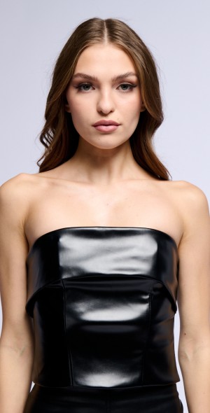 Akira Carrie Faux Leather Tube Top Corset