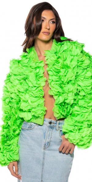 AKIRA - GARDEN OF EDEN APPLIQUE BOMBER IN LIME