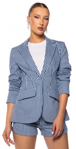 AKIRA - HANSEL PINSTRIPE FITTED BLAZER