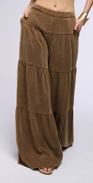AKIRA - INDIE WASHED TIERED WIDE LEG PANTS