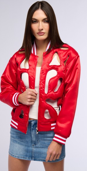 AKIRA - LOOK MY WAY CUT OUT SATIN BOMBER