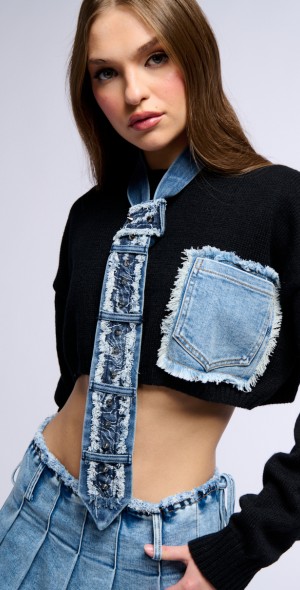 AKIRA - MIXED MEDIA DENIM TIE