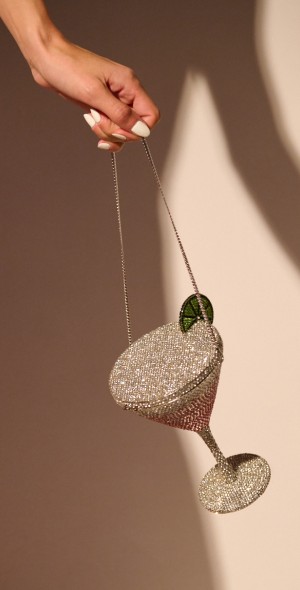 AKIRA - RESORT PINK MARTINI RHINESTONE BAG