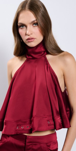 AKIRA - TIL WE MEET AGAIN SATIN HALTER TOP