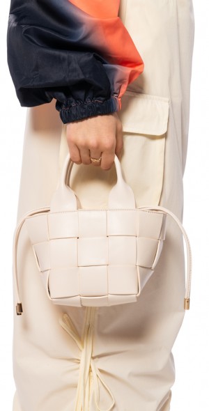 AKIRA - WINE NIGHT WOVEN PU BAG IN BONE