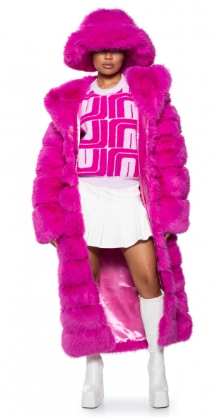 AZALEA WANG - FAUX FUR PANEL HOODED TRENCH