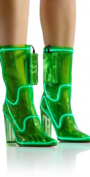 AZALEA WANG - LEE LIGHT UP PVC BOOTIE IN GREEN