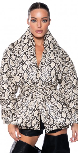 AZALEA WANG - PICK YOUR POISON FAUX LEATHER SNAKE PUFFER