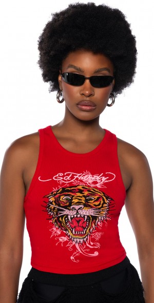 ED HARDY - RHINESTONE TIGER RIB KNIT TANK