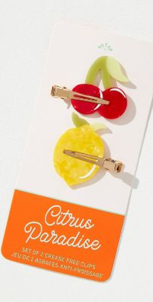 Anthropologie - Citrus Paradise Crease-Free Hair Clips, Set of 2