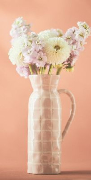 Anthropologie - Pink Tile Ceramic Vase