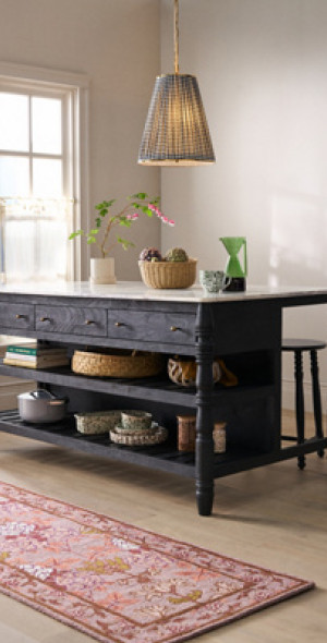 Anthropologie - Spindle Marble-Top Kitchen Island