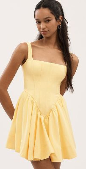 Bardot - Larson Sleeveless Square-Neck Corset Basque-Waist Mini Dress