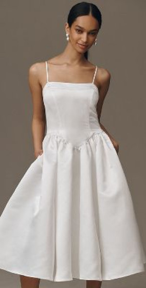 BHLDN - Basque-Waist Midi Dress