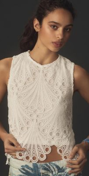 Blue Tassel - Eyelet Tank Top