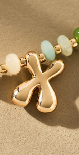 By Anthropologie - Beaded Mini Bubble Letter Monogram Necklace