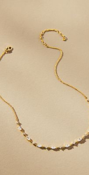 By Anthropologie - Delicate Crystal Bar Collar Necklace