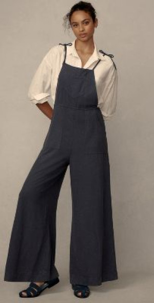 By Anthropologie - Linen Wide-Leg Overalls