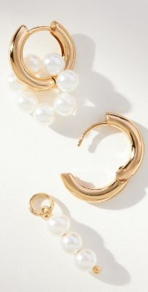 By Anthropologie - Mismatched Pearl Huggie Hoop Earrings