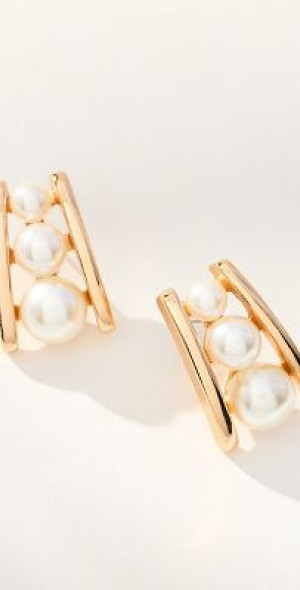 By Anthropologie - Pearl Ladder Post Earrings