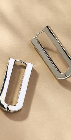 By Anthropologie - Rectangular Huggie Hoop Earrings