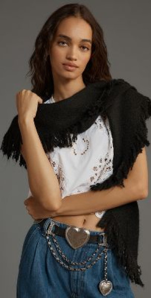 By Anthropologie - The Shay Triangle Fringe Scarf Wrap