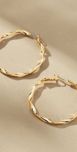 By Anthropologie - Thin Twisted Hoop Earrings