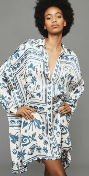 Corey Lynn Calter - Long-Sleeve Printed Mini Shirt Dress