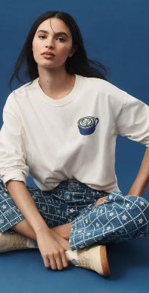 Damson Madder - x Anthropologie Matcha Cafe Long-Sleeve Graphic Tee