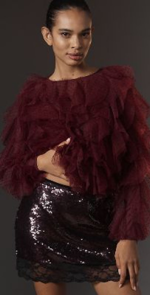 Dolan Left Coast - Mesh Ruffle Blouse