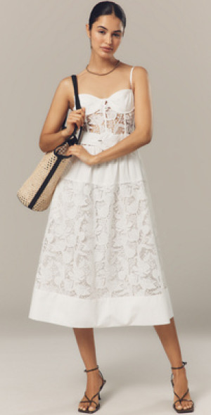 En Saison - Marisol Lace Bustier Belted Midi Dress