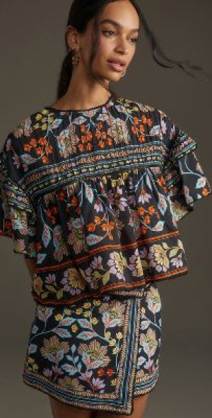 Farm Rio - Short-Sleeve Flowery Blouse