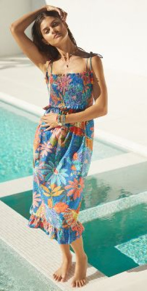 Farm Rio - Smocked Cover-Up Midi Dress