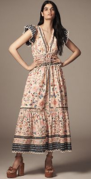 Farm Rio - Superbloom Tapestry Ruffle Maxi Dress