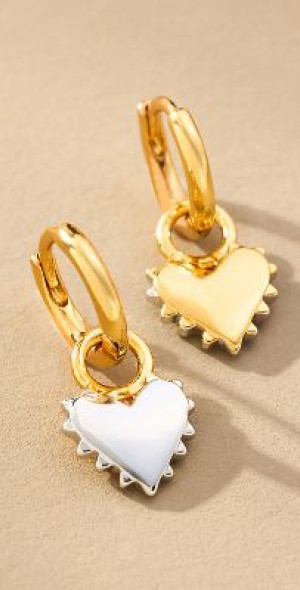 Hart - Two-Tone Spikey Heart Huggie Hoop Earrings