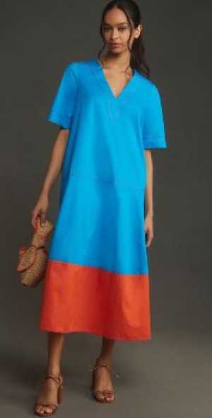 Hunter Bell - Gigi Short-Sleeve Colorblock Midi Dress