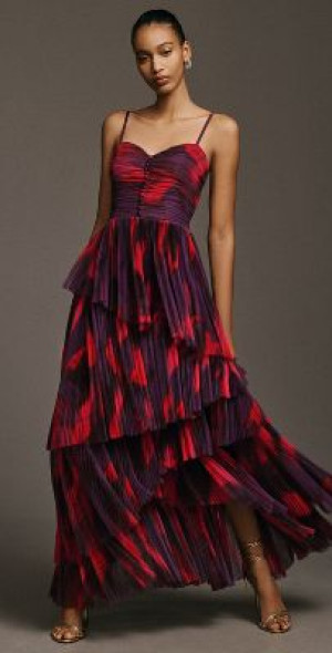 Hutch - Akila Sweetheart Pleated Tiered Maxi Dress