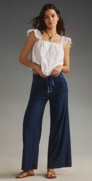 Joe's Jeans - The Addison High-Rise Drawstring Linen Wide-Leg Crop Pants