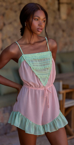 LyreBird - Sheer Ruffle Romper