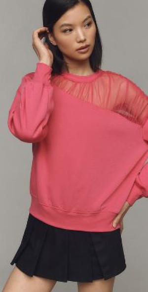 Maeve - Sheer-Shoulder Pullover Knit Top