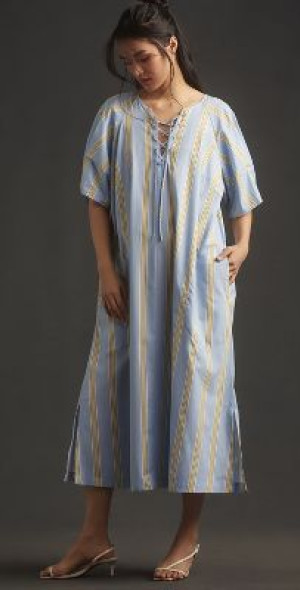 Maeve - Short-Sleeve Crossover V-Neck Midi Dress