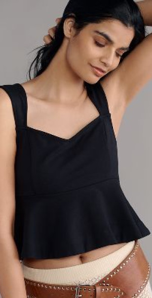 Maeve - Square-Neck Peplum Tank Top