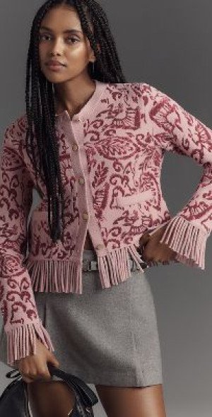 NVLT - Fringed & Patterned Knit Lady Jacket