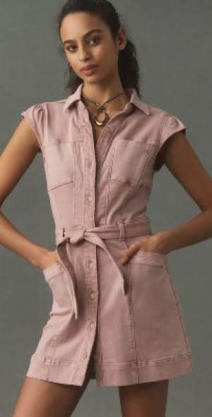 PAIGE - Jaxsyn Cap-Sleeve Collared Utility Dress