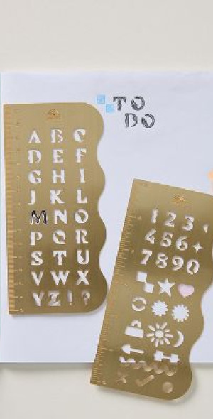 Papier - Alphabet and Number Stencil and Ruler Set