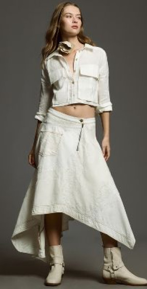 Pilcro - Asymmetrical Denim Midi Skirt Pilcro - Asymmetrical Denim Midi Skirt
